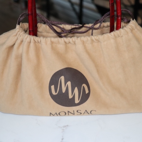 Monsac | Bags | Monsac Handbag Red Blue Hue Alligator Embossed Leather ...